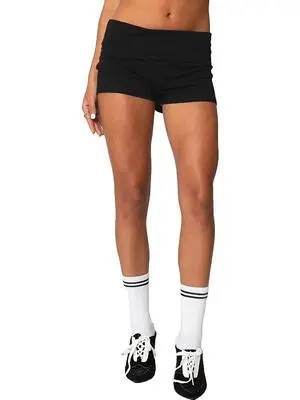 EDIKTED Meg Fold Over Shorts - Black