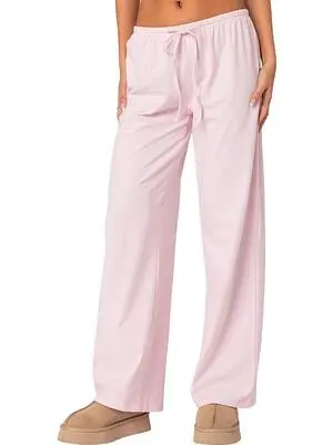 EDIKTED Olivia Striped Loose Fit Pants - Light Pink