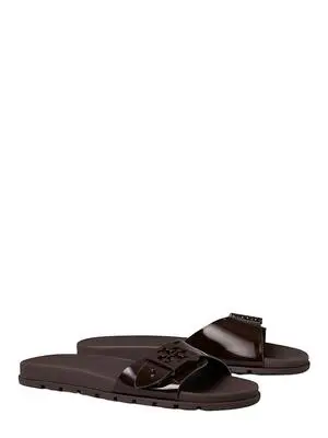 Tory Burch Buckled Slide Sandals - Dark Cocoa