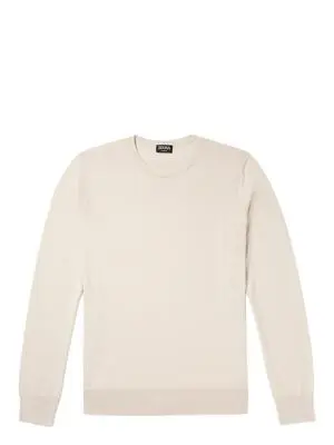 Zegna Cashmere And Silk-blend Sweater - Neutrals