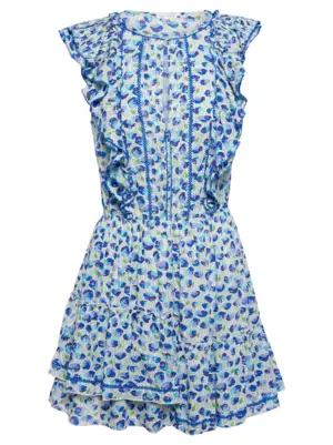 Poupette St Barth Bambi Printed Ruffled Minidress - Blue