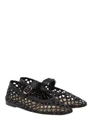 Le Monde Beryl Woven Leather Mary Jane Flats - Black