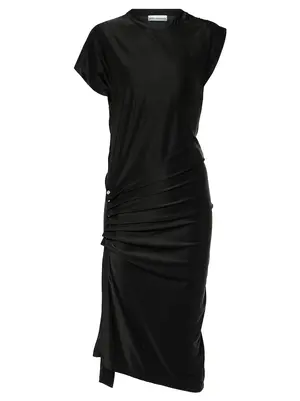 Rabanne Draped Jersey Midi Dress - Black