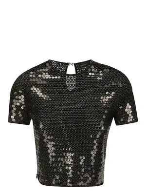 MUGLER Sequinned Blouse - Black