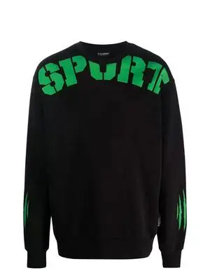 PLEIN SPORT Scratch-print Crew Neck Sweatshirt - Black