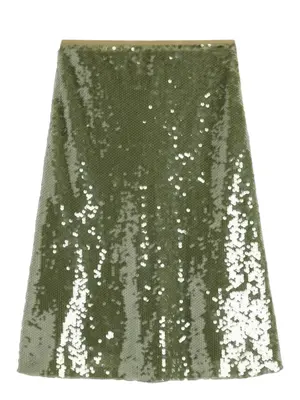 Ami Sequin-embellished Midi Skirt - Green