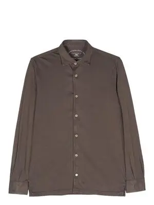 Fedeli Long-sleeve Cotton Shirt - Brown