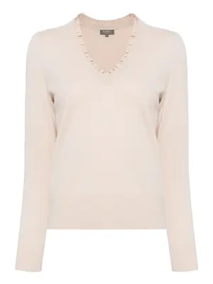N.peal Ruffle-trim Cashmere Jumper - Neutrals
