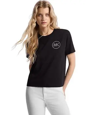 Michael Kors Embellished Logo Organic Cotton T-shirt - Black