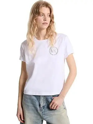 Michael Kors Embellished Logo Organic Cotton T-shirt - White