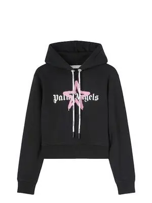Palm Angels Star Sprayed Hoodie - Black/pink/white