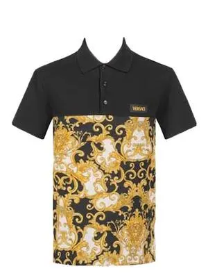 Versace Medusa Print Short Sleeves Polo Shirt - Black/yellow