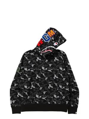 A BATHING APE Digital Camo Shark Wide Pullover Hoodie Black