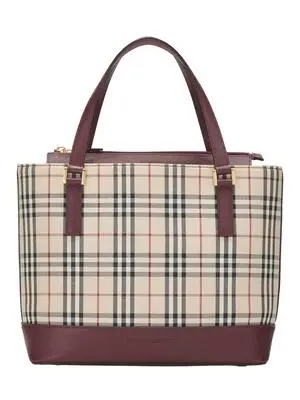 Burberry House Check Jacquard Handbag - Burgundy