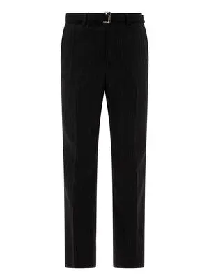 Sacai Pinstriped Regular Fit Trousers - Black