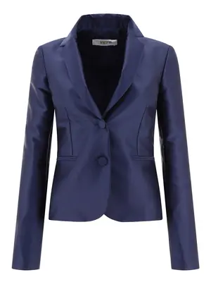 F.IT Satin Single-breasted Blazer - Blue