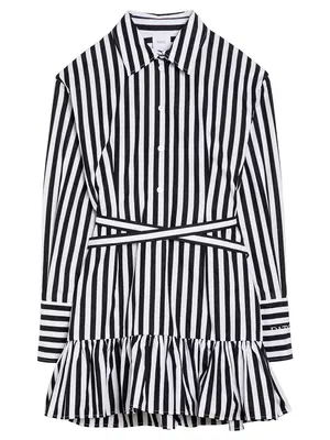 PATOU Striped Cotton Mini Chemisier Dress - Black