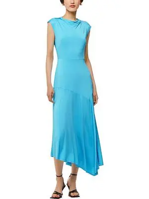 Whistles Iris Asymmetric Jersey Dress - Turquoise