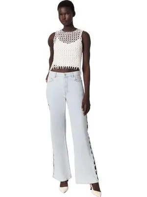 Maje Cropped Beaded Top - Neutral / White