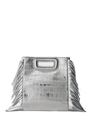 Maje Mini Embossed-leather M Bag With Chain - Silver