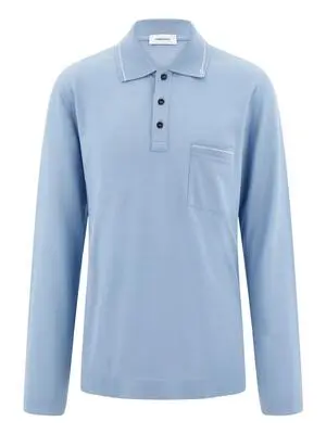 FERRAGAMO Long Sleeved Polo Shirt - Blue