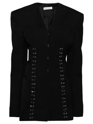Mach & Mach Corset Hook-and-eye Wool Mini Dress - Black