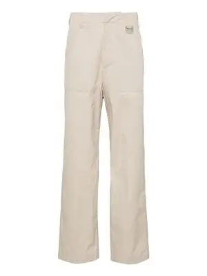 Fendi Logo-plaque Straight-leg Trousers - Neutrals