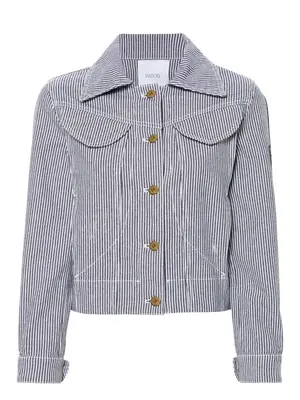 Patou Striped Cropped Denim Jacket - Blue