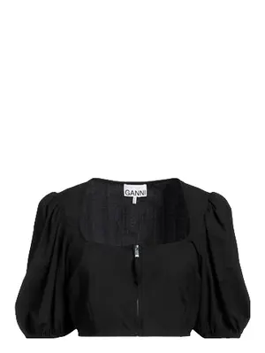 GANNI Top Ecovero Viscose, Recycled Polyester, Elastane - Black
