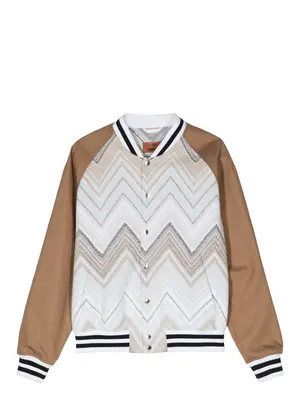 Missoni Chevron-jacquard Towelly Bomber Jacket - Neutrals