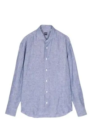 Fedeli Striped Linen Shirt - Blue