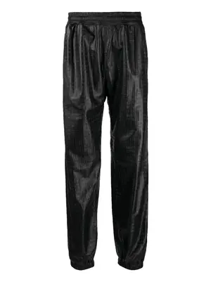 Givenchy Embossed 4g Pattern Leather Trousers - Black