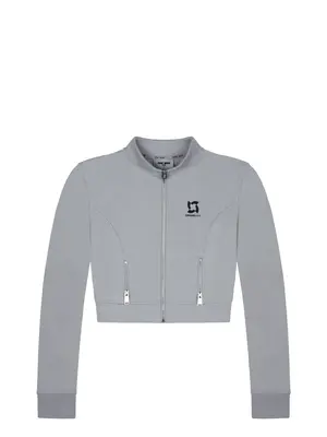 TEAM WANG DESIGN Logo-print Cropped Track Jacket - Grey