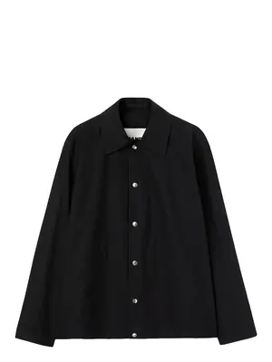 JIL SANDER Logo-print Cotton-poplin Shirt Jacket - Black