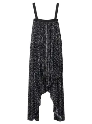 BURBERRY Chain-Print Pleated Midi Dress