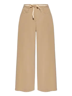MAISON MARGIELA Belted Cotton Palazzo Pants - Neutrals