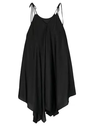 SHANSHAN RUAN Asymmetric Silk Dress - Black