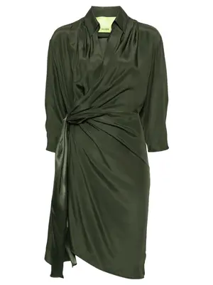 Gauge81 Miya Silk Wrap Dress - Green