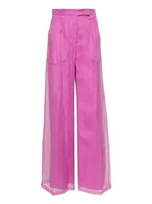 Max Mara Silk Straight Trousers - Pink