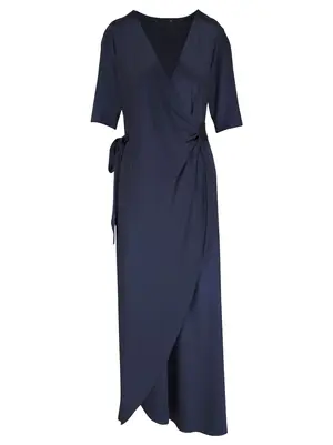 PETER COHEN V-neck Silk Dress - Blue