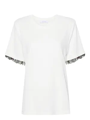 Rabanne Paillette-embellished Crepe T-shirt - White