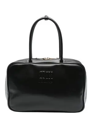 Miu Miu Logo-embossed Leather Shoulder Bag - Black