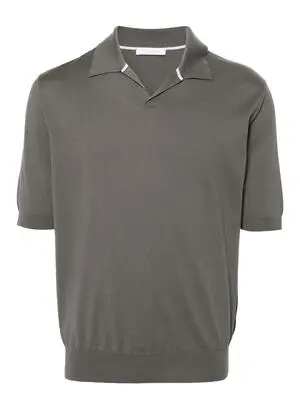 CRUCIANI Fine-ribbed Polo Shirt - Grey