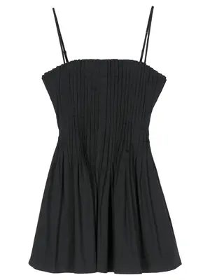 Staud Pleated Mini Dress - Black
