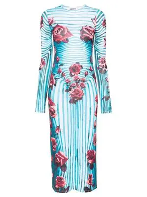 JEAN PAUL GAULTIER Flower Body Morphing Midi Dress - Blue