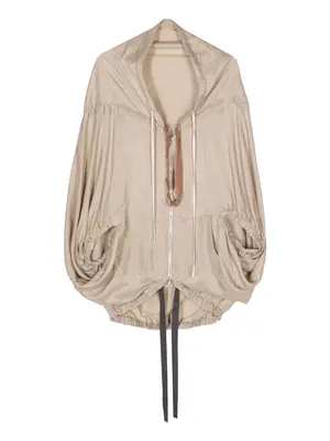 SHANSHAN RUAN Batwing Silk Jacket - Neutrals