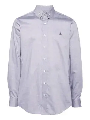 VIVIENNE WESTWOOD Embroidered-orb Cotton Shirt - Grey