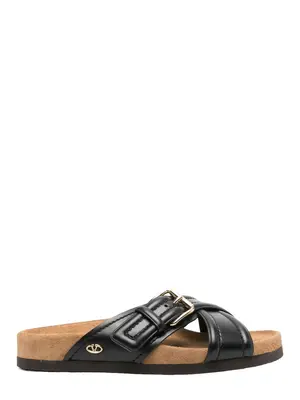 Valentino Garavani Vlogo Leather Slides - Black