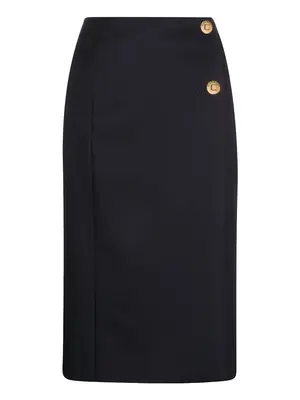 Givenchy Wool-blend Straight Skirt - Blue