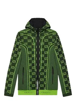 Gucci Gg Tubular Jersey Zip Jacket - Black/green